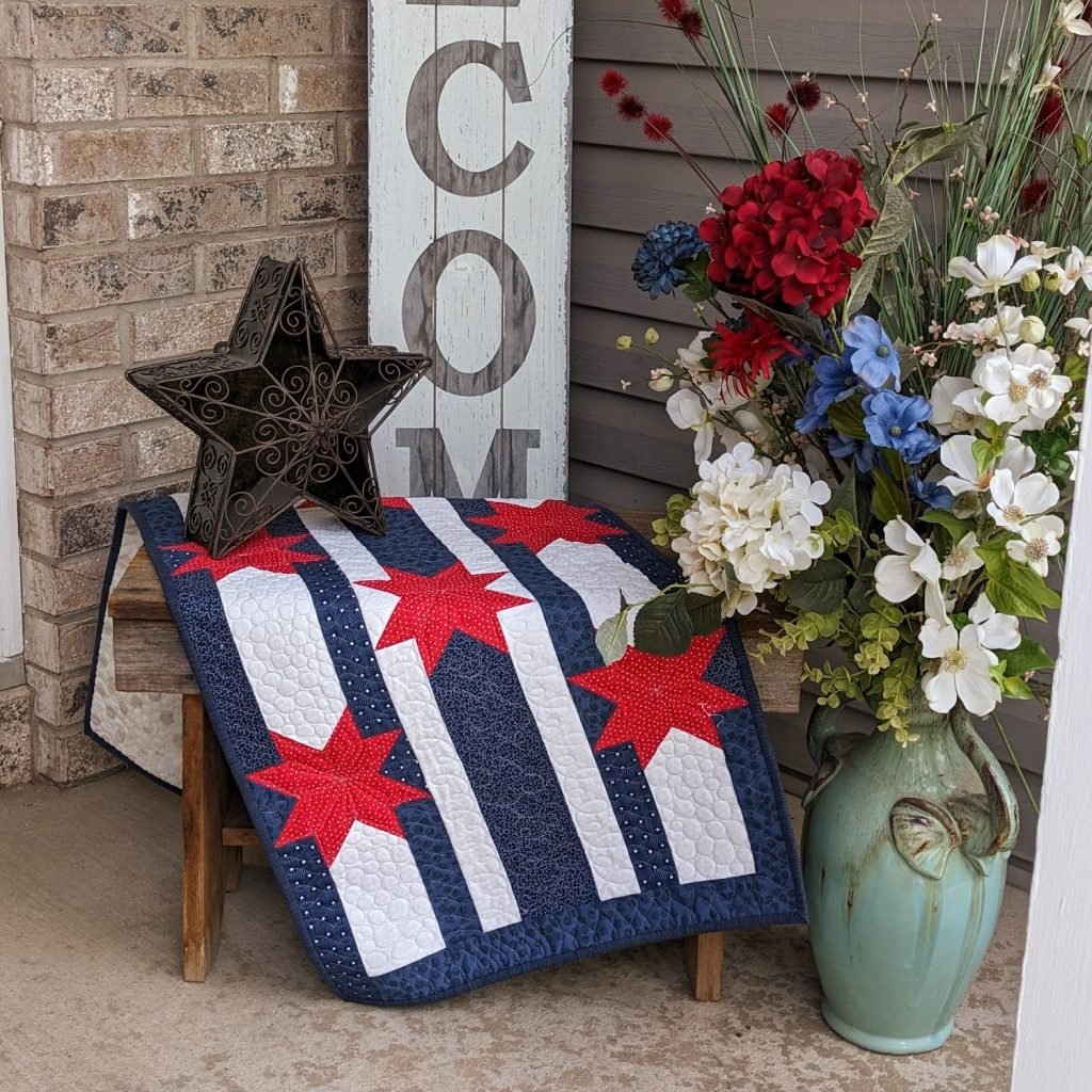 Scrappy Ohio Star Quilt Finished - Patchwork Sampler